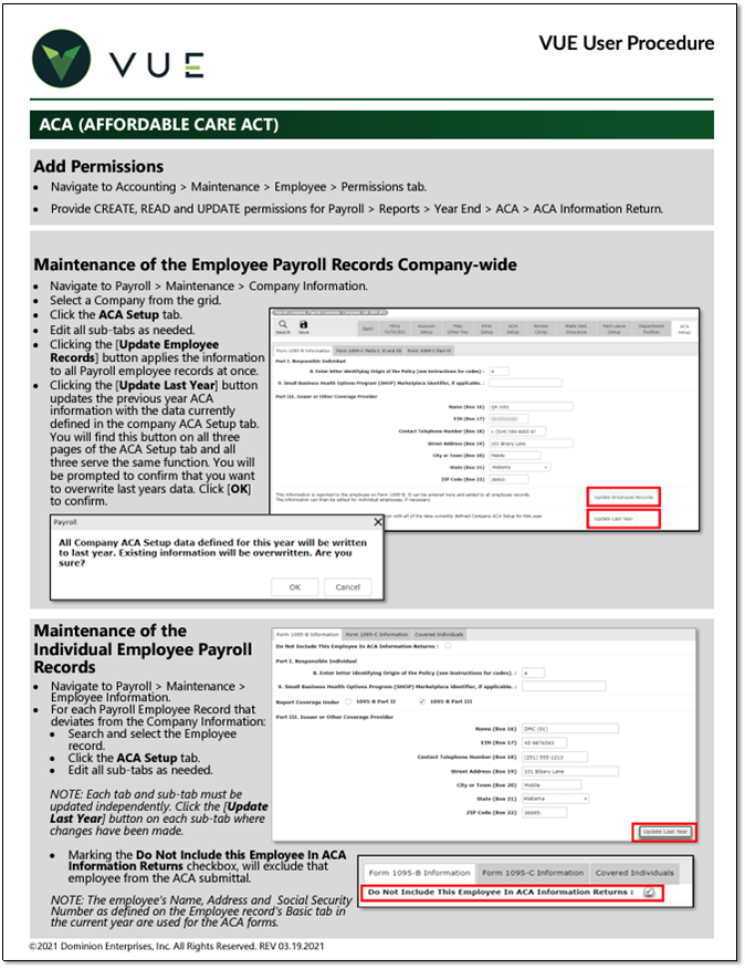 ACA User Procedure for 2023